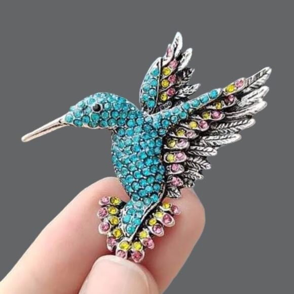 Jewelry | Stunning New Sparkly Teal Hummingbird Brooch 2 Tall X 175 ...